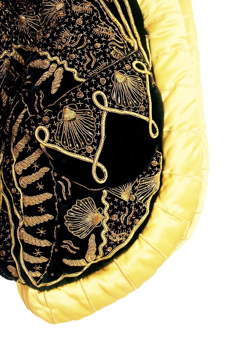 Zandra Rhodes Gold Work Metal Embroidered Velvet Padded Jacket For Sale ...