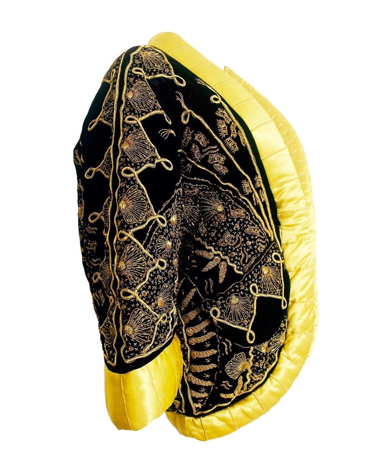 Zandra Rhodes Gold Work Metal Embroidered Velvet Padded Jacket For Sale ...