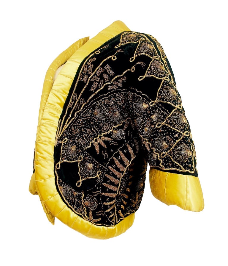 Zandra Rhodes Gold Work Metal Embroidered Velvet Padded Jacket For Sale ...