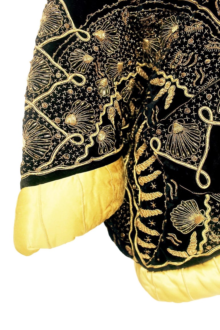 Zandra Rhodes Gold Work Metal Embroidered Velvet Padded Jacket For Sale ...