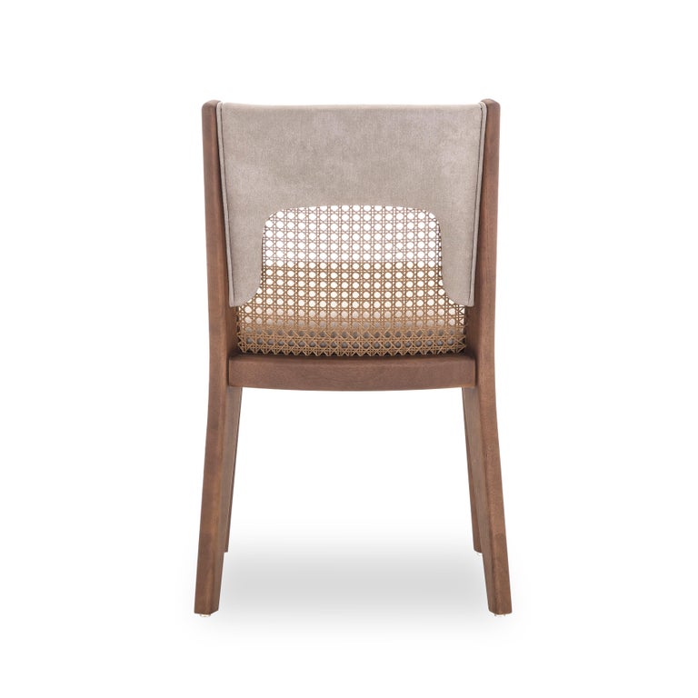 Zani Dining Chair in Light Brown Upholstery Back and Walnut Finish, Set ...