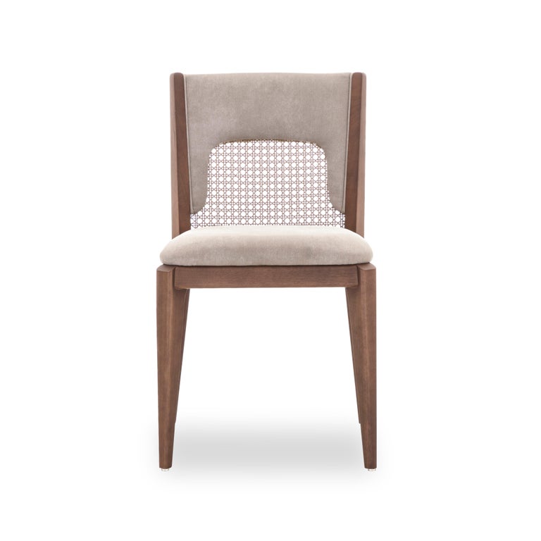 Zani Dining Chair in Light Brown Upholstery Back and Walnut Finish, Set ...