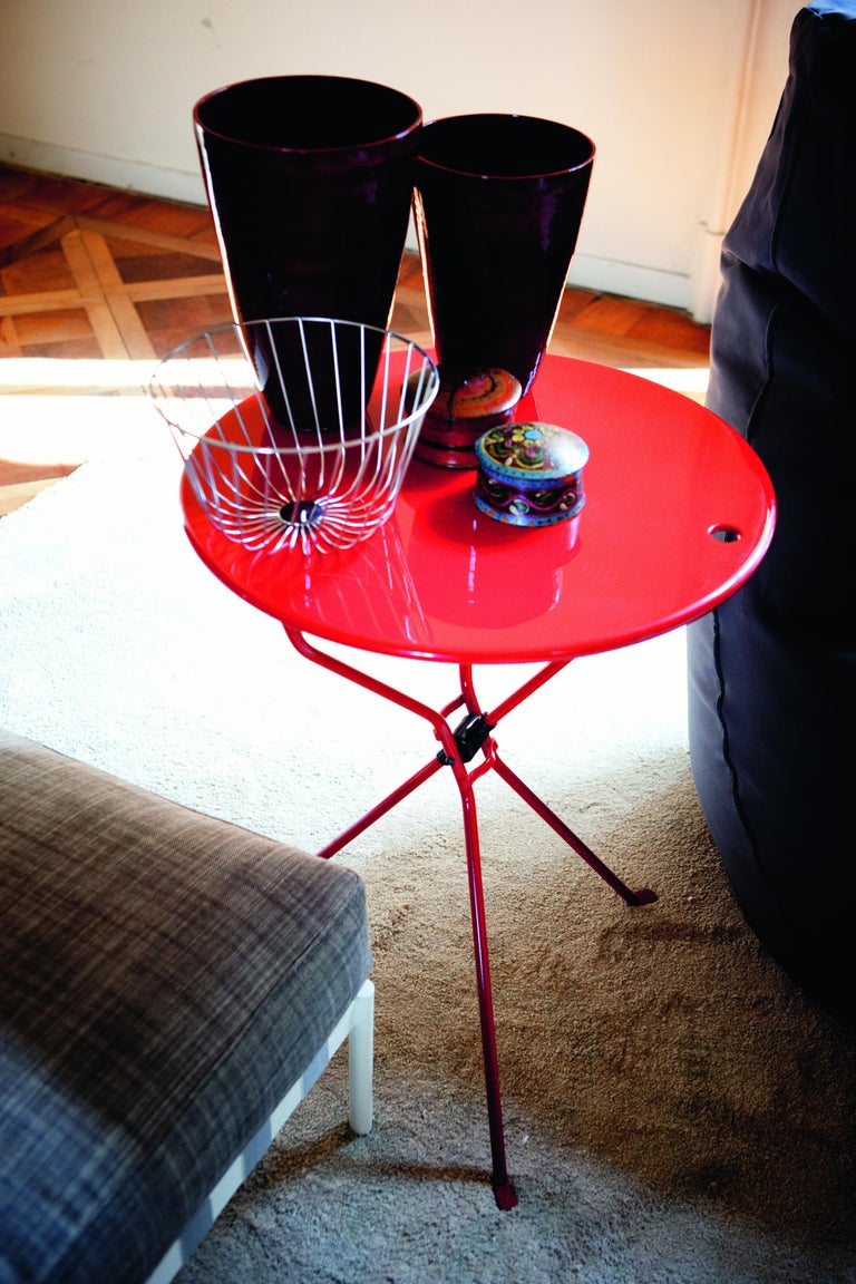 Zanotta Cumano Folding Table in White Finish with Steel Top For Sale at ...