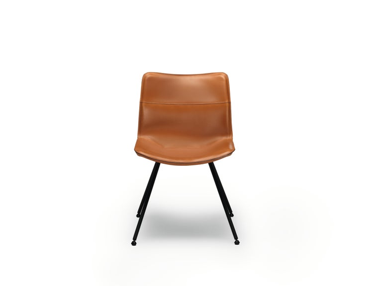 Zanotta Dan Chair in Brown Cowhide and Matt Black Steel Frame by ...