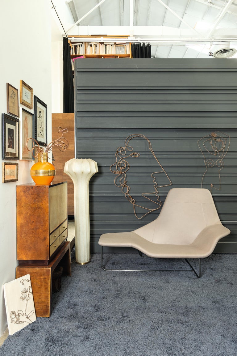 Zanotta Lama Lounge Chair in Black Leather with Graphite Steel Frame ...