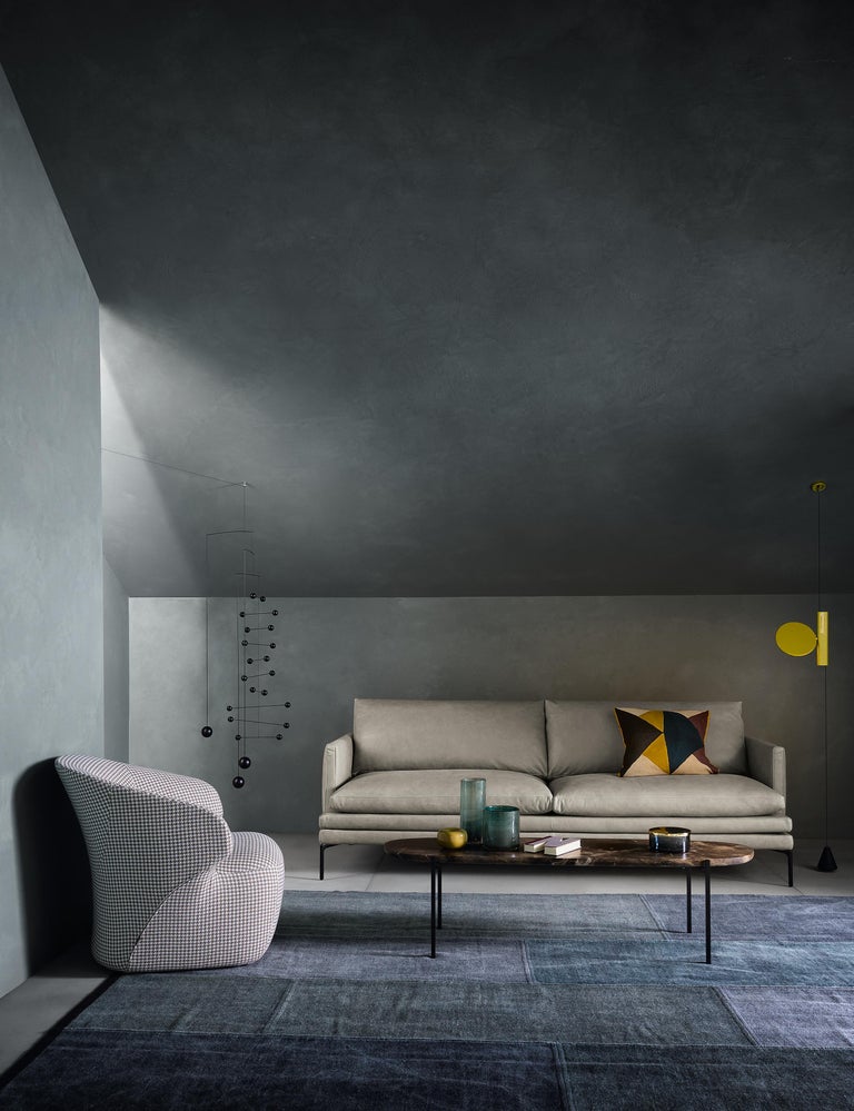 Zanotta Large Niobe Table in Emperador Marble Top with Black Steel ...