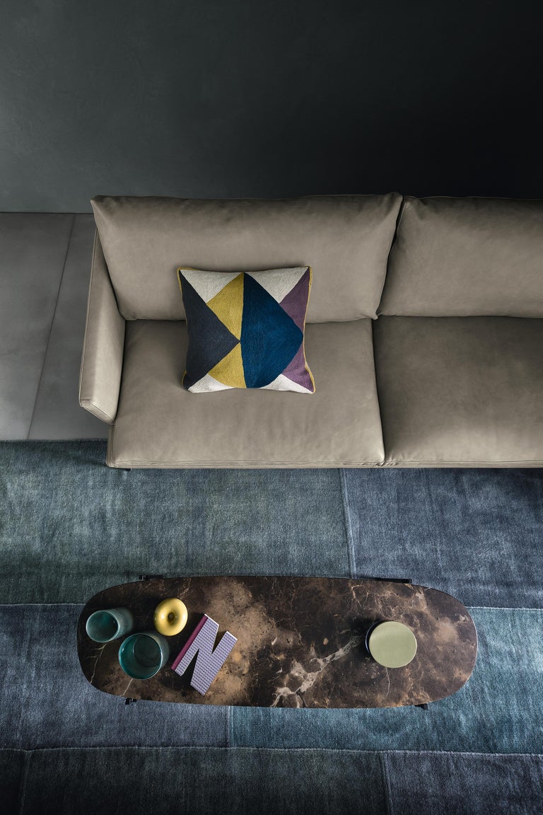 Zanotta Large Niobe Table in Emperador Marble Top with Black Steel ...