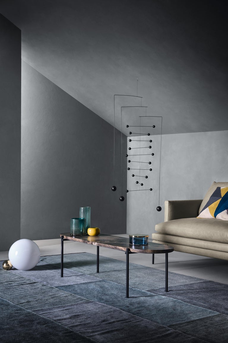 Zanotta Large Niobe Table in Emperador Marble Top with Black Steel ...