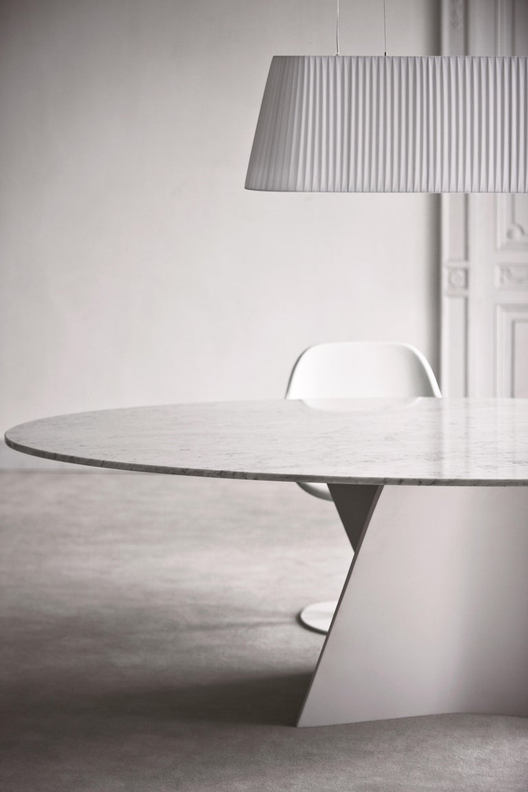 Zanotta Small Elica Table in Carrara Marble Top and White Frame by ...