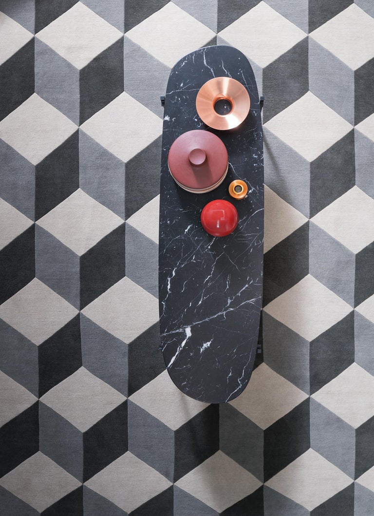 Zanotta Small Niobe Table in Carrara Marble Top with White Steel Frame ...