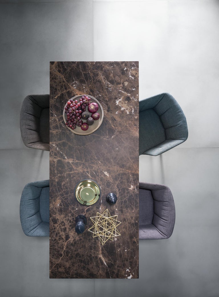 Zanotta Small Reale Table in Emperador Marble Top with Canaletto Walnut ...