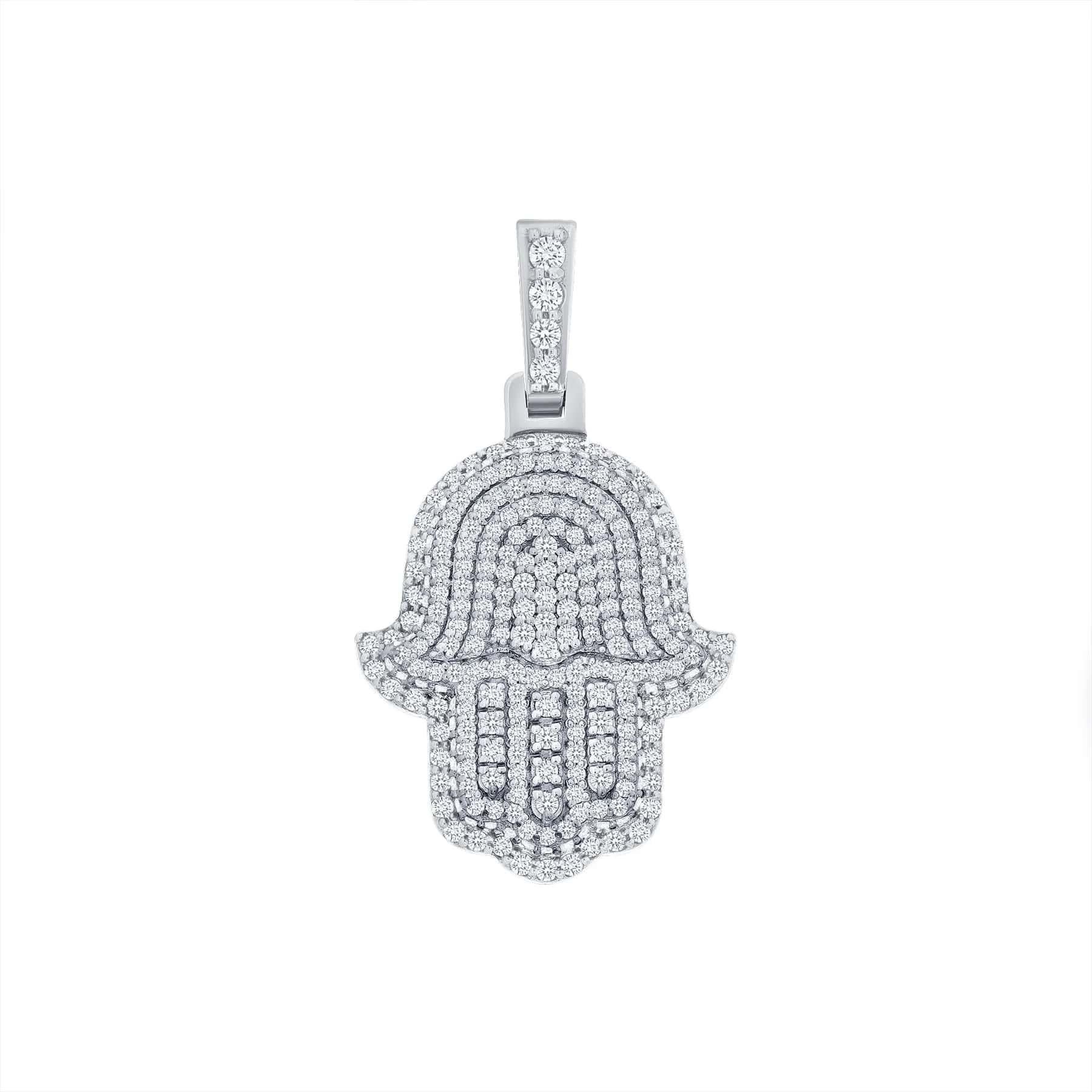 14k Gold Diamond Hamsa Necklace For Sale at 1stDibs