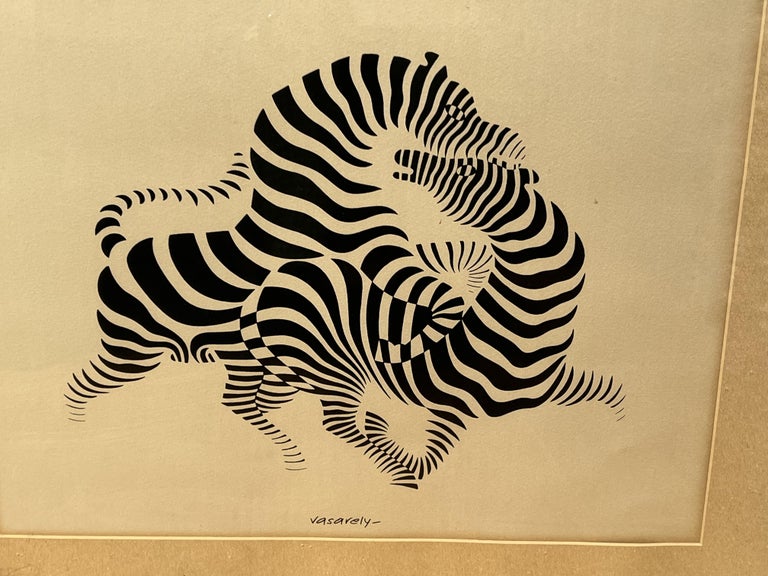 Zebra Couple Serigraph By Vasarely For Sale at 1stDibs