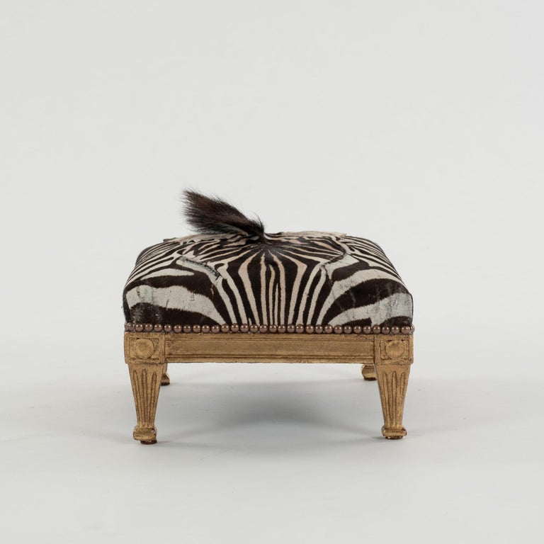 Zebra Hide French Foot Stool For Sale at 1stDibs