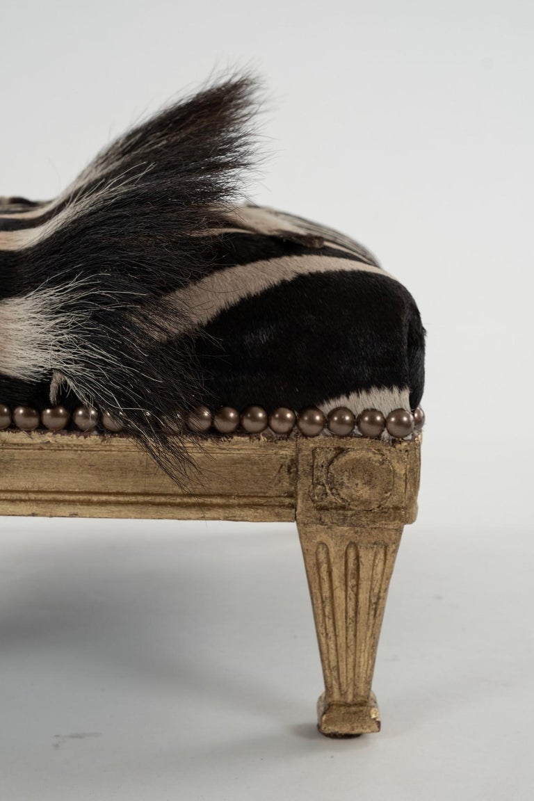 Zebra Hide French Foot Stool For Sale at 1stDibs