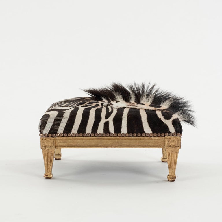 Zebra Hide French Foot Stool For Sale at 1stDibs