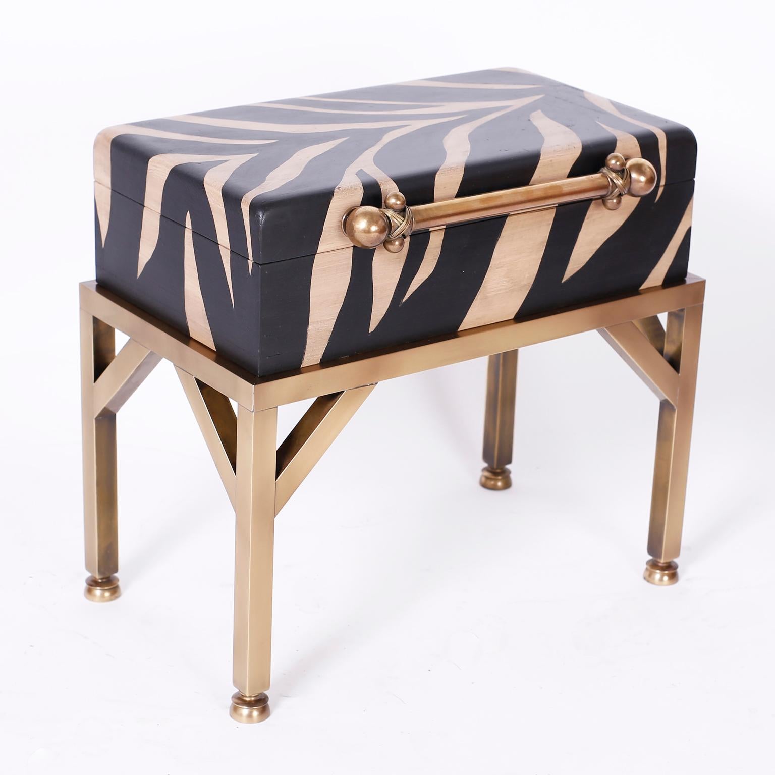 Zebra Painted Box on Stand at 1stDibs | zebra stand