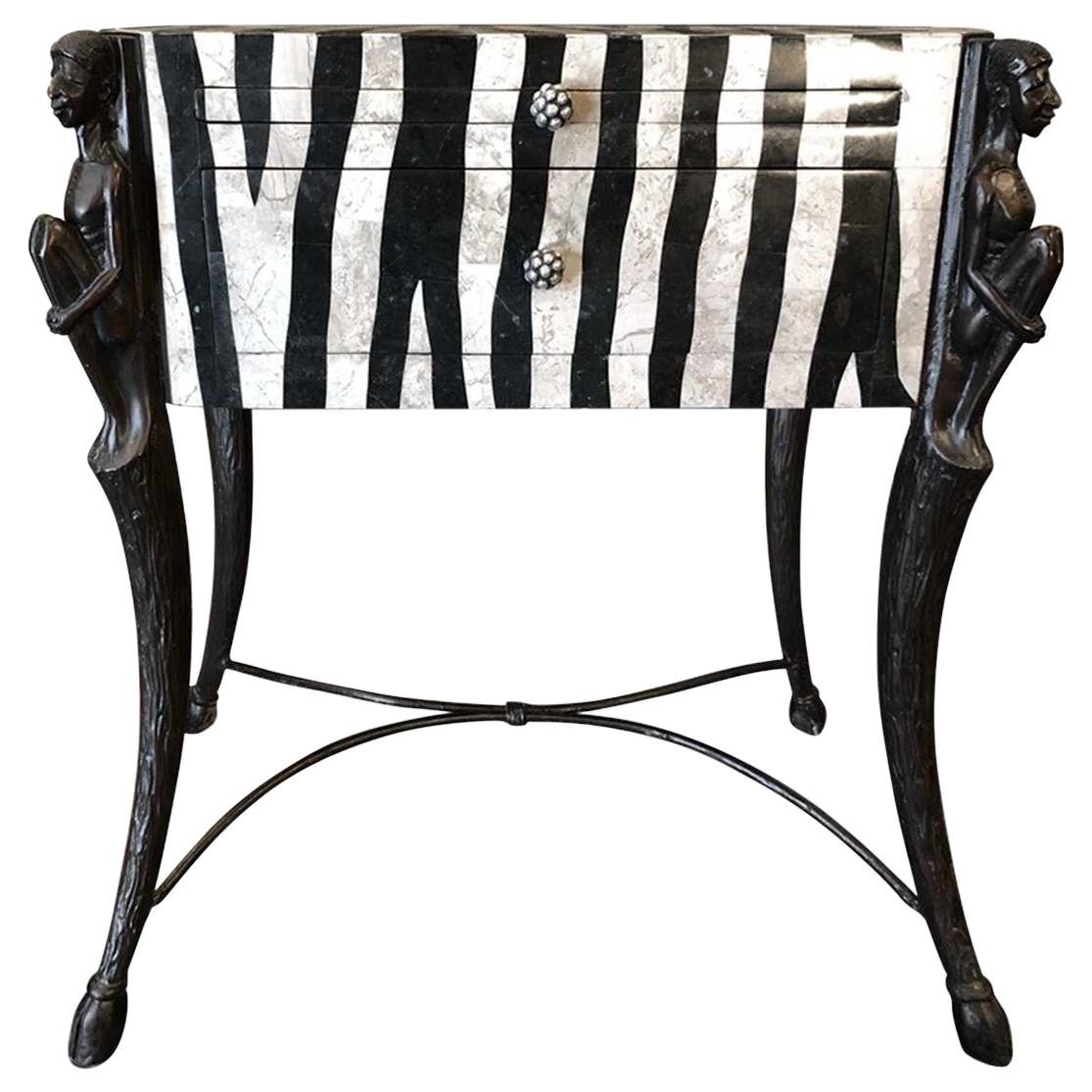 Zebra Pattern Side Table For Sale at 1stDibs | zebra side table