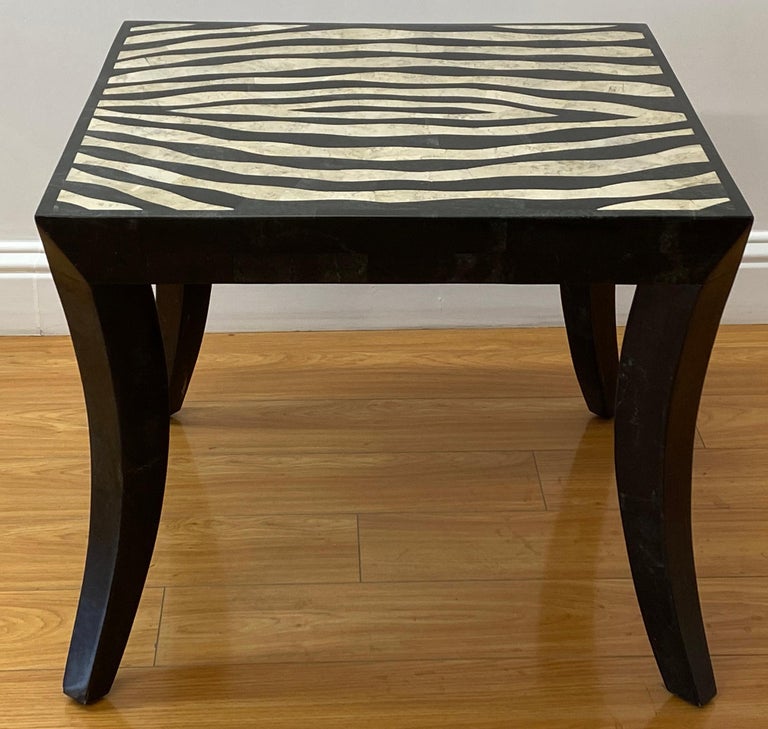 Zebra Pattern Stone Inlay Side / Coffee Table For Sale at 1stDibs