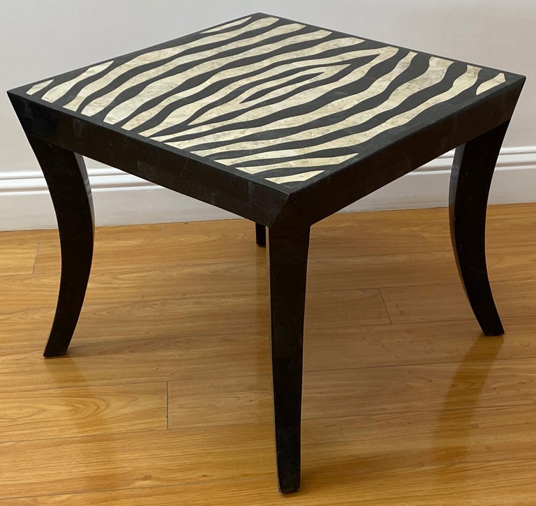 Zebra Pattern Stone Inlay Side / Coffee Table For Sale at 1stDibs ...