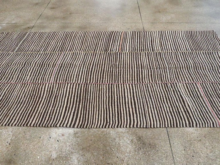 Zebra Print Mid-20th Century Handmade Persian Flatweave Kilim Accent ...
