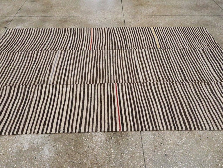 Zebra Print Mid-20th Century Handmade Persian Flatweave Kilim Accent ...