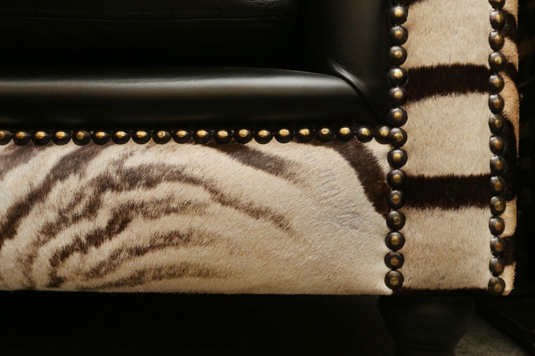 Zebra Sofa with Real Zebra Skin and Black Leather For Sale at 1stDibs