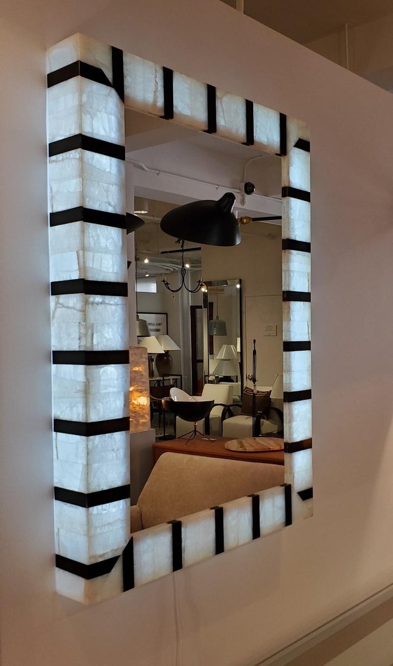 Zebra Striped Onyx Mirror For Sale at 1stDibs