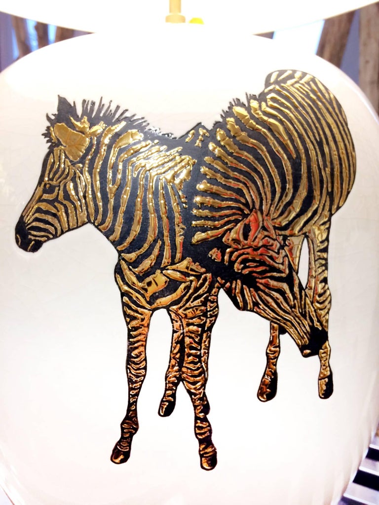 Zebra Table Lamp in Emaux de Longwy, 2017 For Sale at 1stDibs