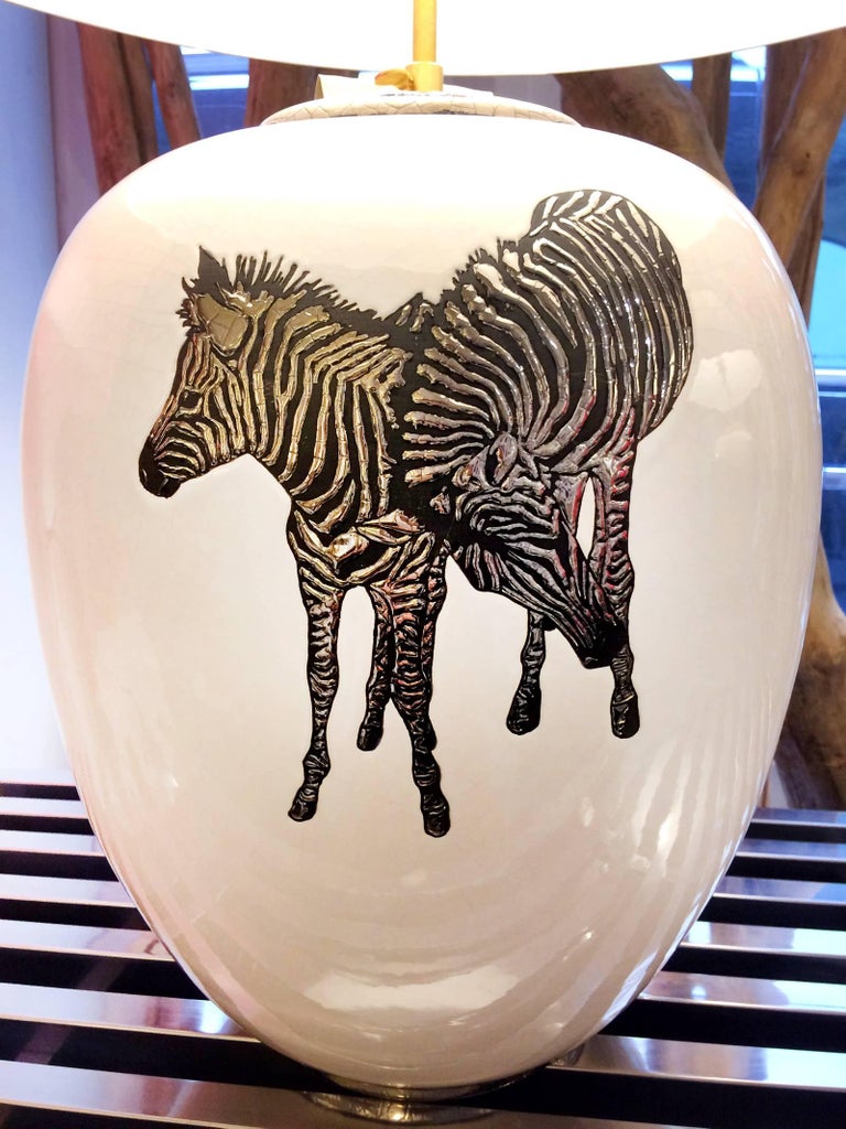 Zebra Table Lamp in Emaux de Longwy, 2017 For Sale at 1stDibs