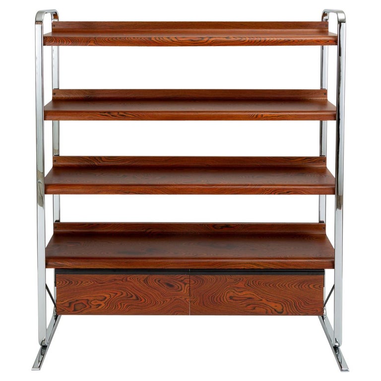 Zebrawood and Chrome Bookshelf by Peter Protzmann for Herman Miller at ...