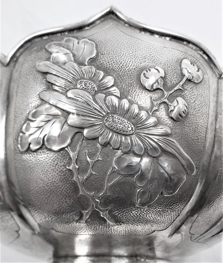 Zee Sung Signed Chinese Export Antique Chased Silver Presentation Bowl ...