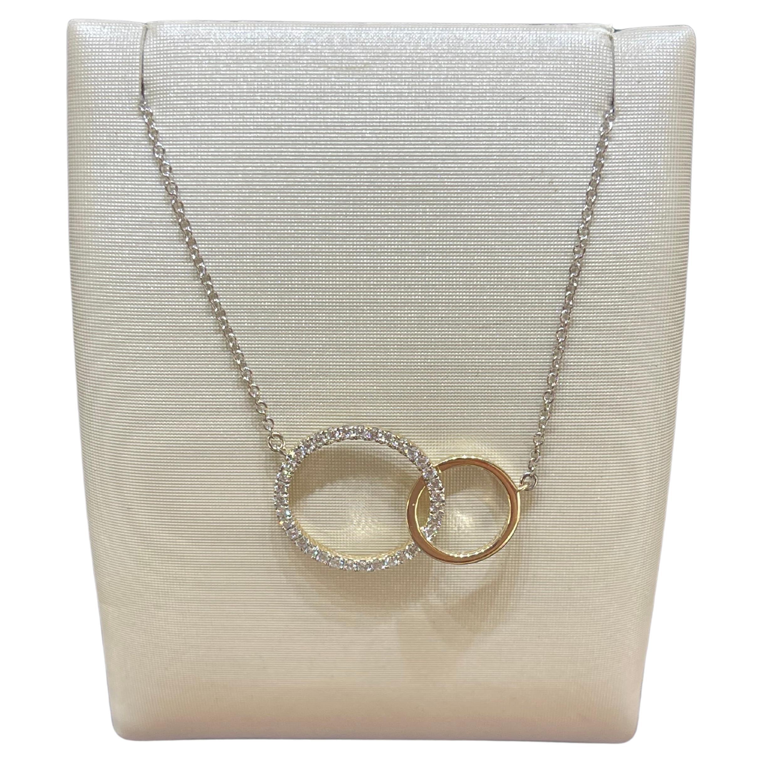 Zeghani 14K Two Toned .17 CTW Diamond Circle Pendant Necklace For Sale ...