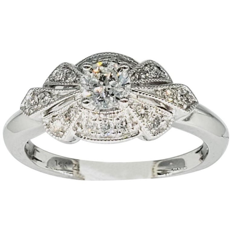 ZEI Art Deco Style 0.50 Carat Diamonds 14 Karat White Gold Engagement ...