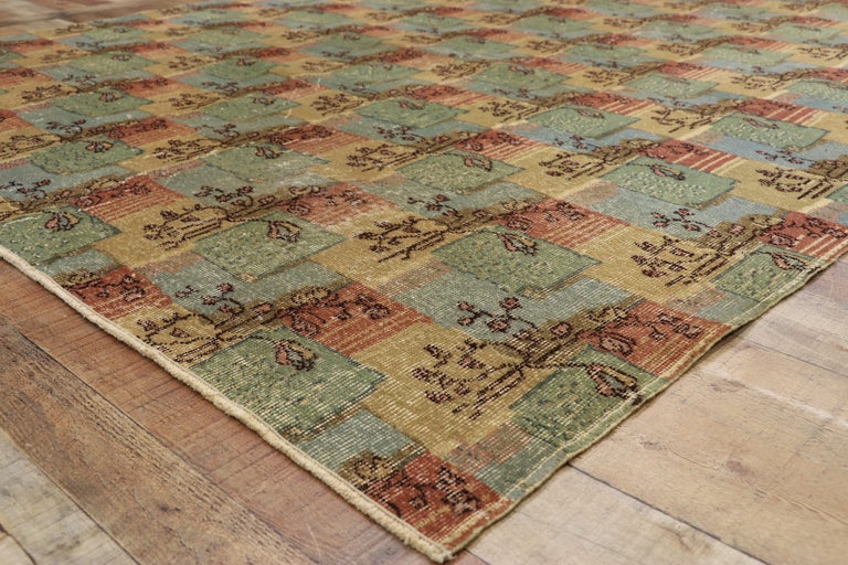 Zeki Muren Distressed Vintage Turkish Sivas Rug with Shabby Chic ...