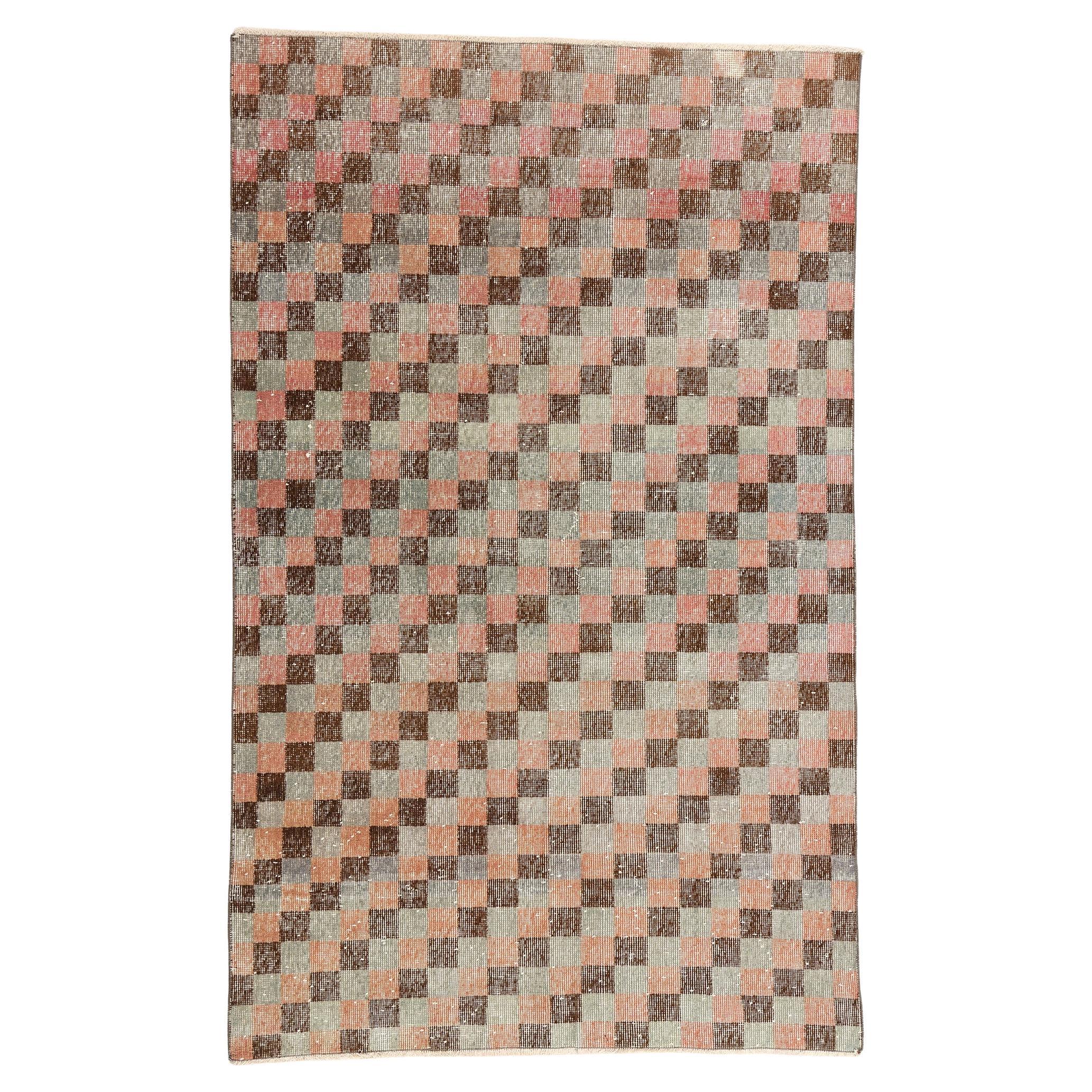 Vintage Zeki Müren Rug in Teal with Burgundy Geometric Patterns Rug and ...