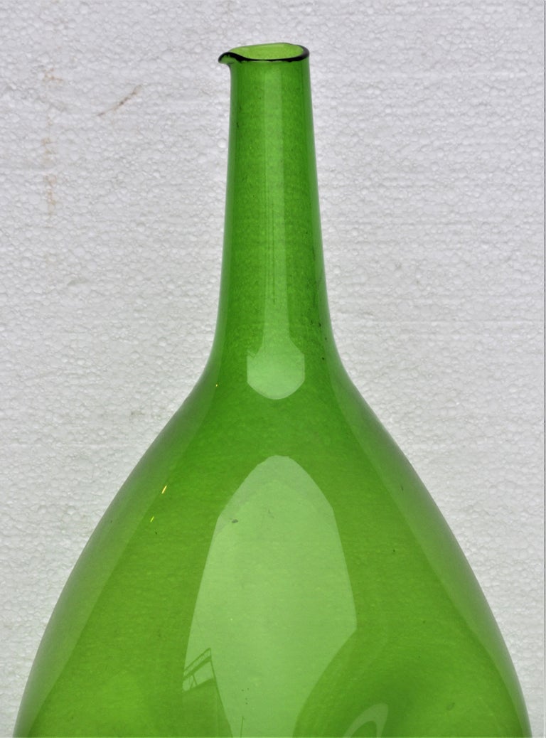 Zeller Glass Company Luminous Green Blown Glass Vessel at 1stDibs