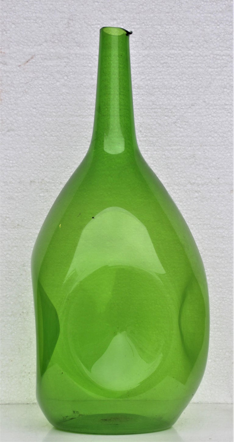 Zeller Glass Company Luminous Green Blown Glass Vessel at 1stDibs