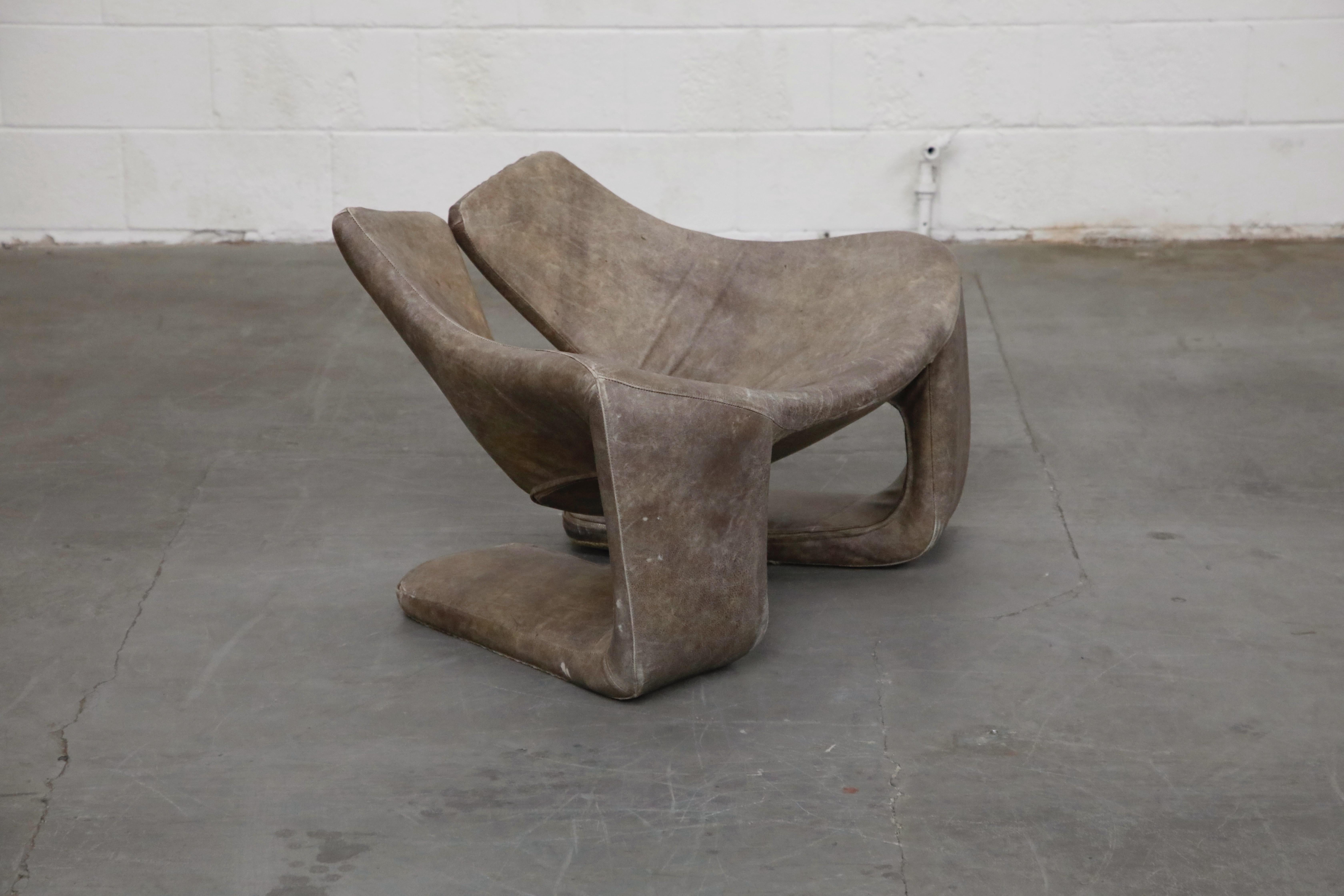 'Zen' Leather Lounge Chair by Kwok Hoi Chan for Steiner, Paris France ...