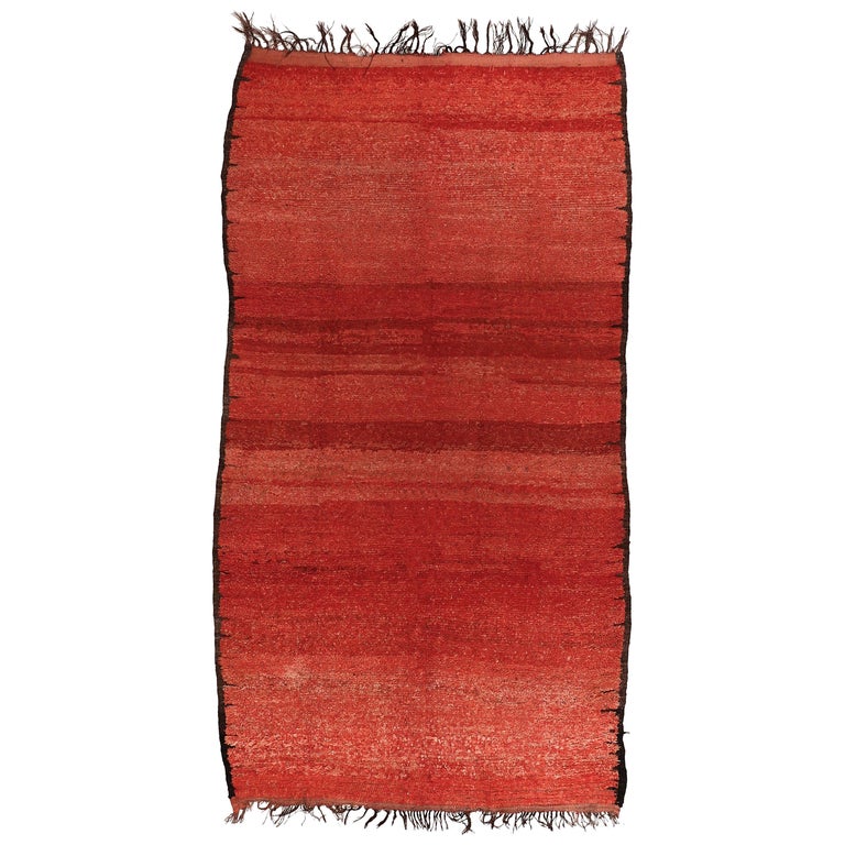 Zen Orange Monochorome Vintage Rehamna Moroccan Berber Rug at 1stDibs