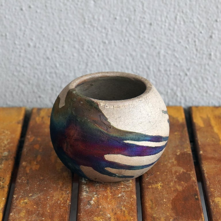 Zen Raku Pottery Vase - Half Copper Matte - Handmade Ceramic Home Decor ...