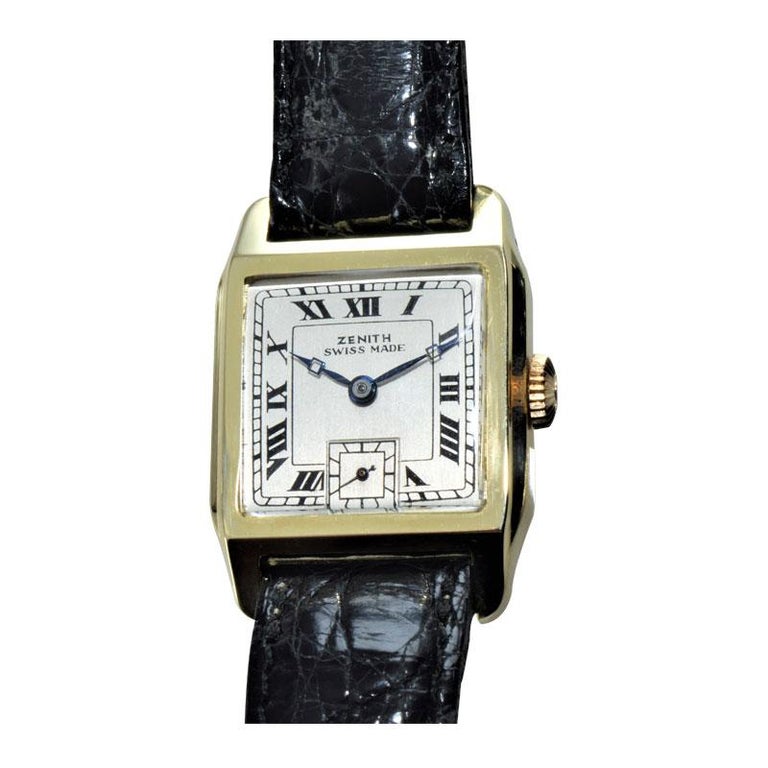 Zenith 14 Karat Yellow Gold Art Deco Tank Style Watch, circa 1920s at ...
