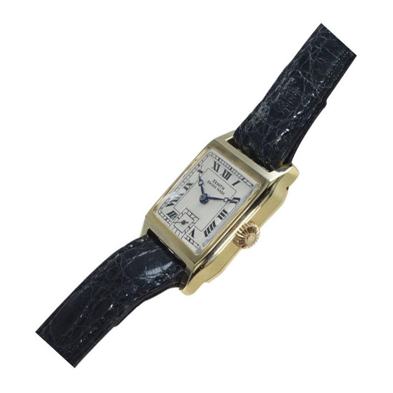 Zenith 14 Karat Yellow Gold Art Deco Tank Style Watch, circa 1920s at ...