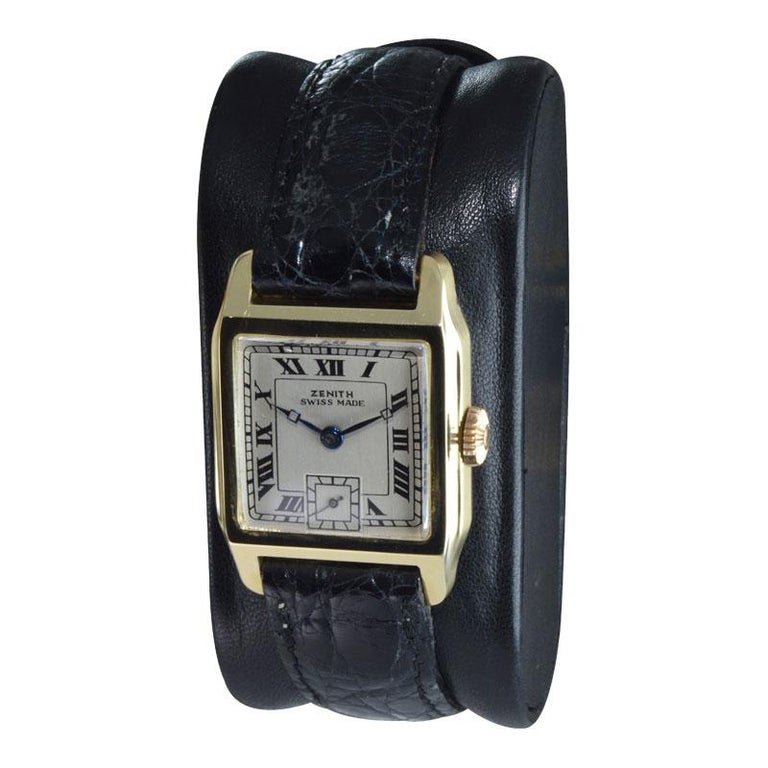 Zenith 14 Karat Yellow Gold Art Deco Tank Style Watch, circa 1920s at ...