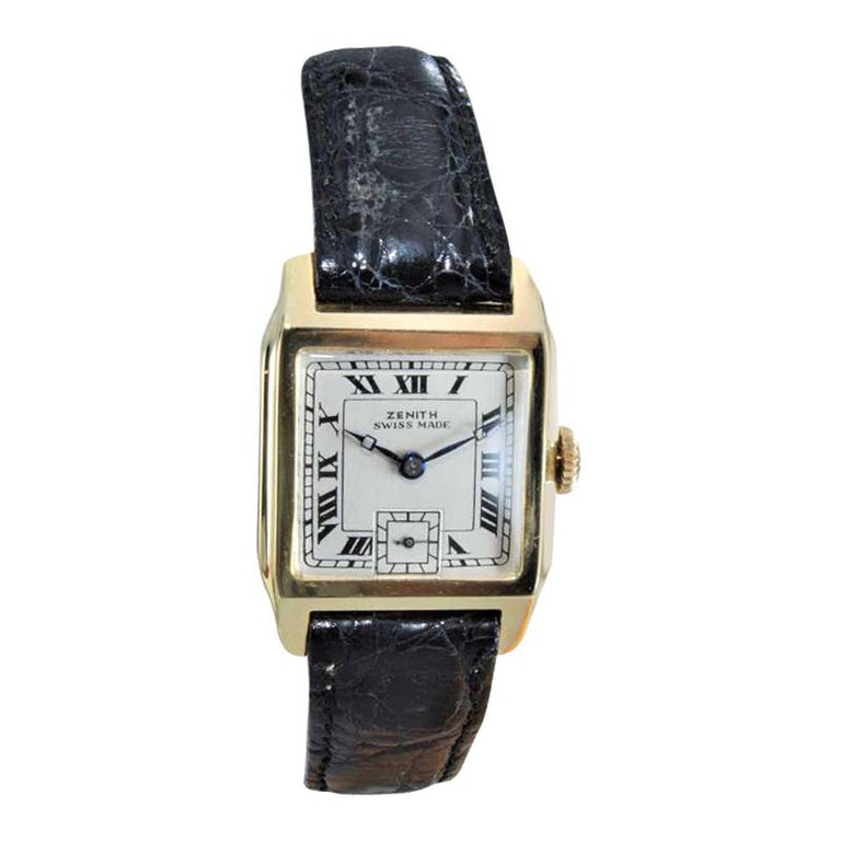 Zenith 14 Karat Yellow Gold Art Deco Tank Style Watch, circa 1920s at ...
