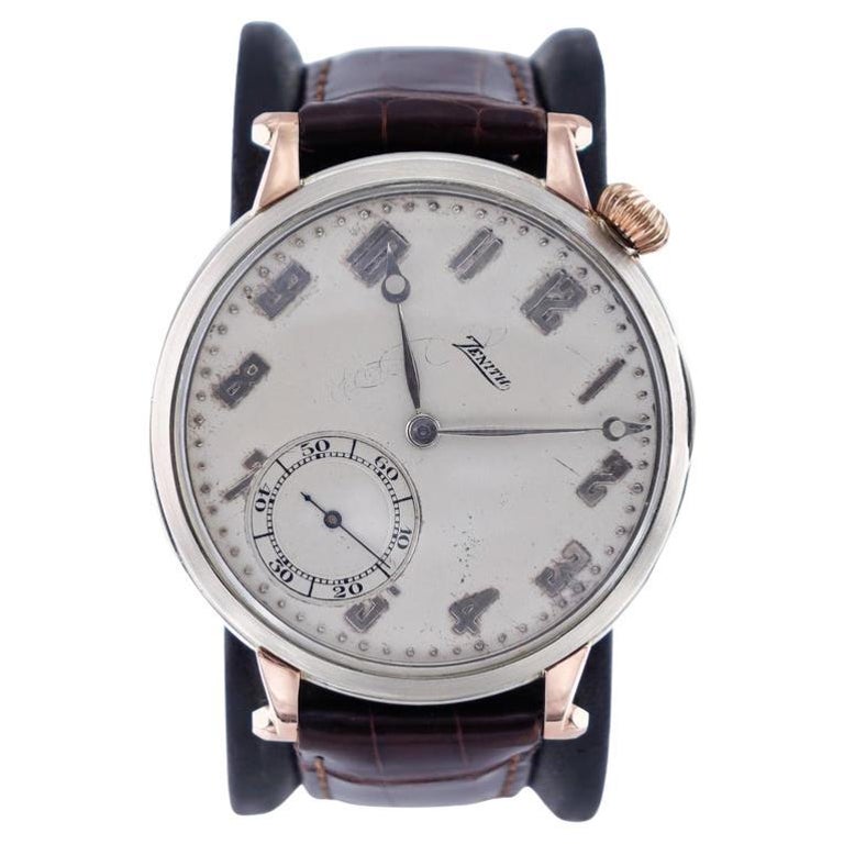 Zenith 14Kt. 2 Tone Gold Art Deco Oversized Watch with Original Dial ...
