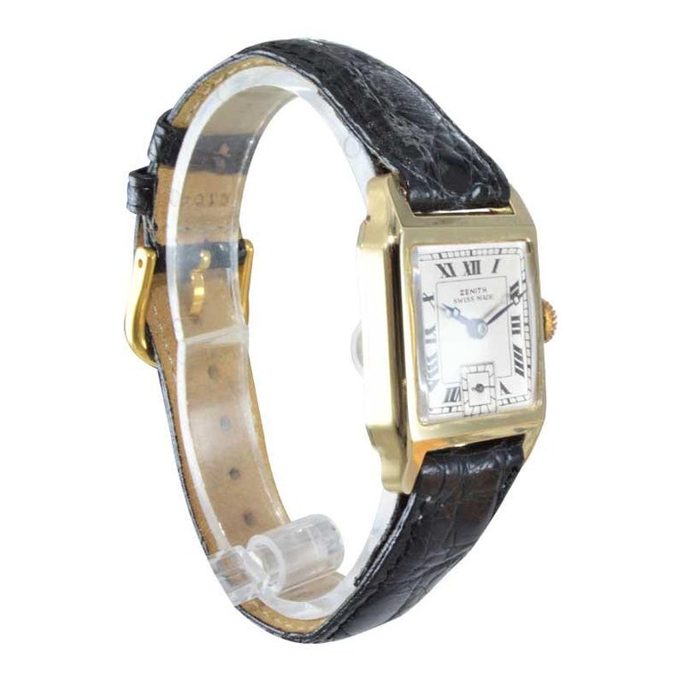 Zenith 14 Karat Yellow Gold Art Deco Tank Style Watch, circa 1920s at ...