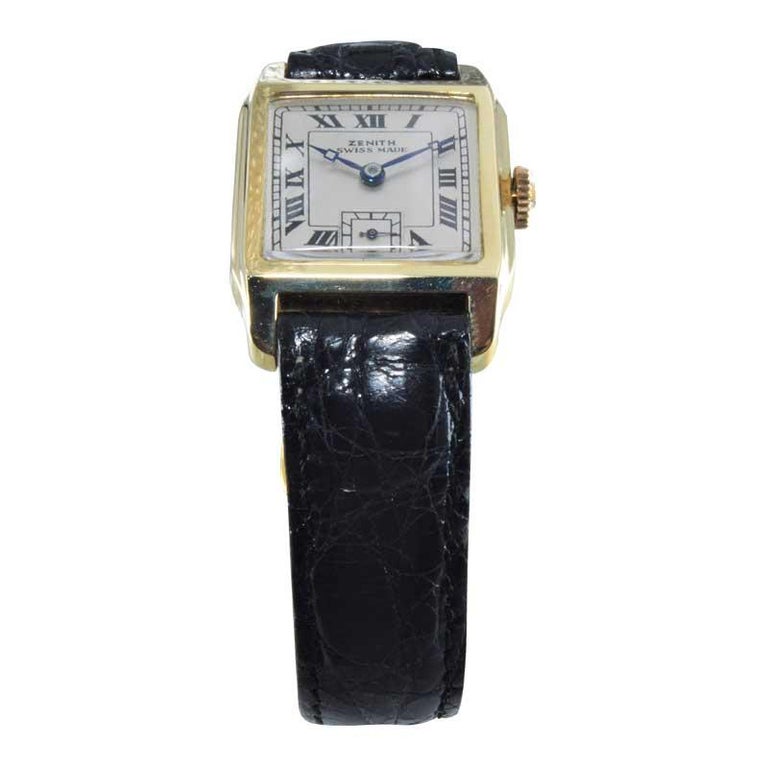 Zenith 14 Karat Yellow Gold Art Deco Tank Style Watch, circa 1920s at ...