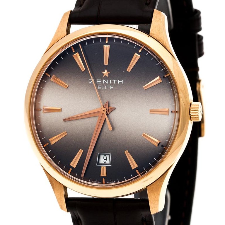 Zenith Brown 18K Rose Gold Captain 18.2020.670/22.C498 Men's Wristwatch ...