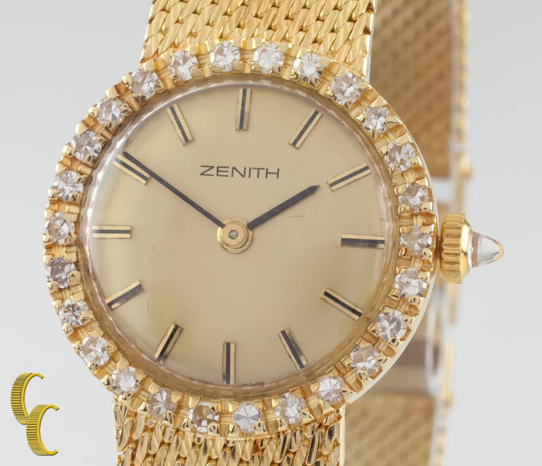 Zenith Diamond Bezel Hand-Winding 18 Karat Yellow Gold Women's ...